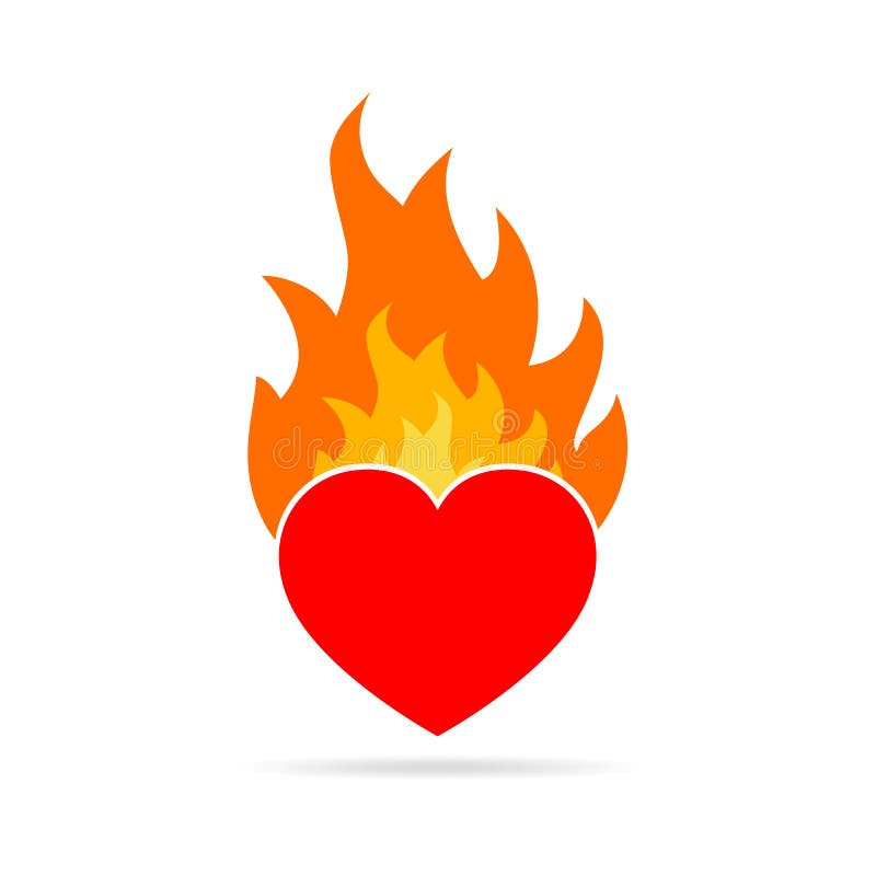 Heart in Flame. Vector Illustration Stock Illustration - Illustration ...