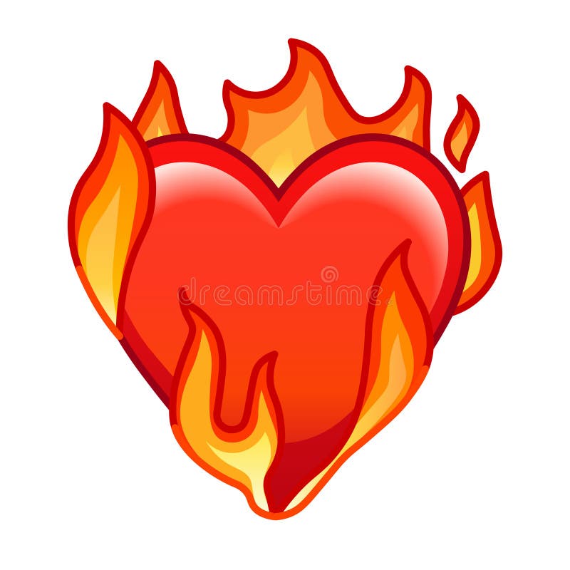 Heart in Fire Large Size Icon for Emoji Smile Stock Vector ...