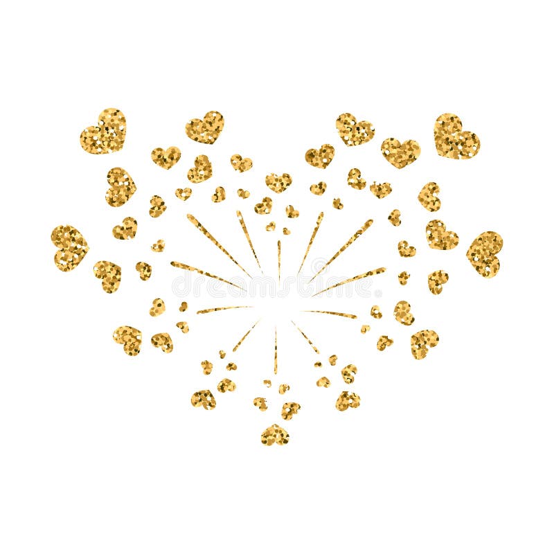 Heart Firework Gold Vector Isolated Stock Vector - Illustration of ...