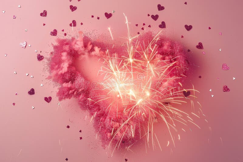 A Heart with Fireworks Exploding Out of it Stock Photo - Image of ...
