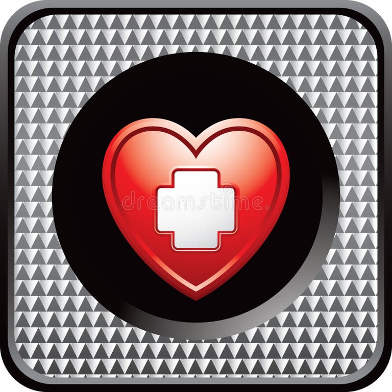Heart with First Aid Icon on Checkered Web Button Stock Vector ...