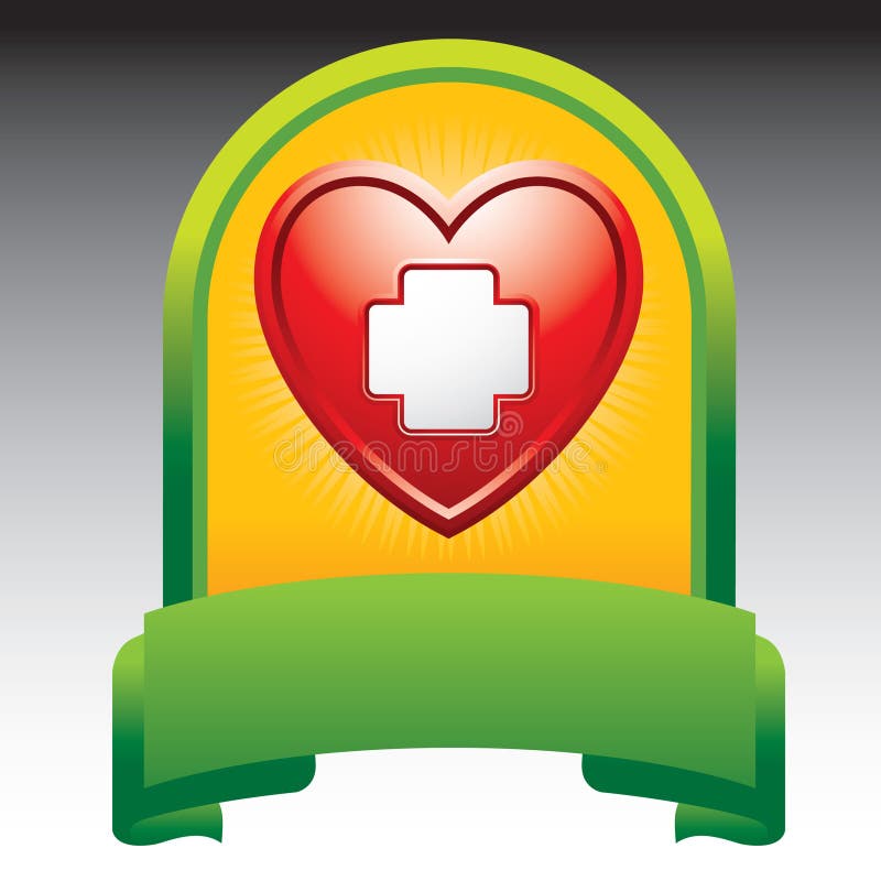 Heart with First Aid Icon in Green Display Stock Vector - Illustration ...