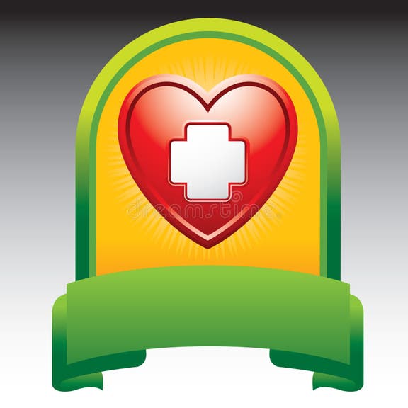 Heart with First Aid Icon in Green Display Stock Vector - Illustration ...