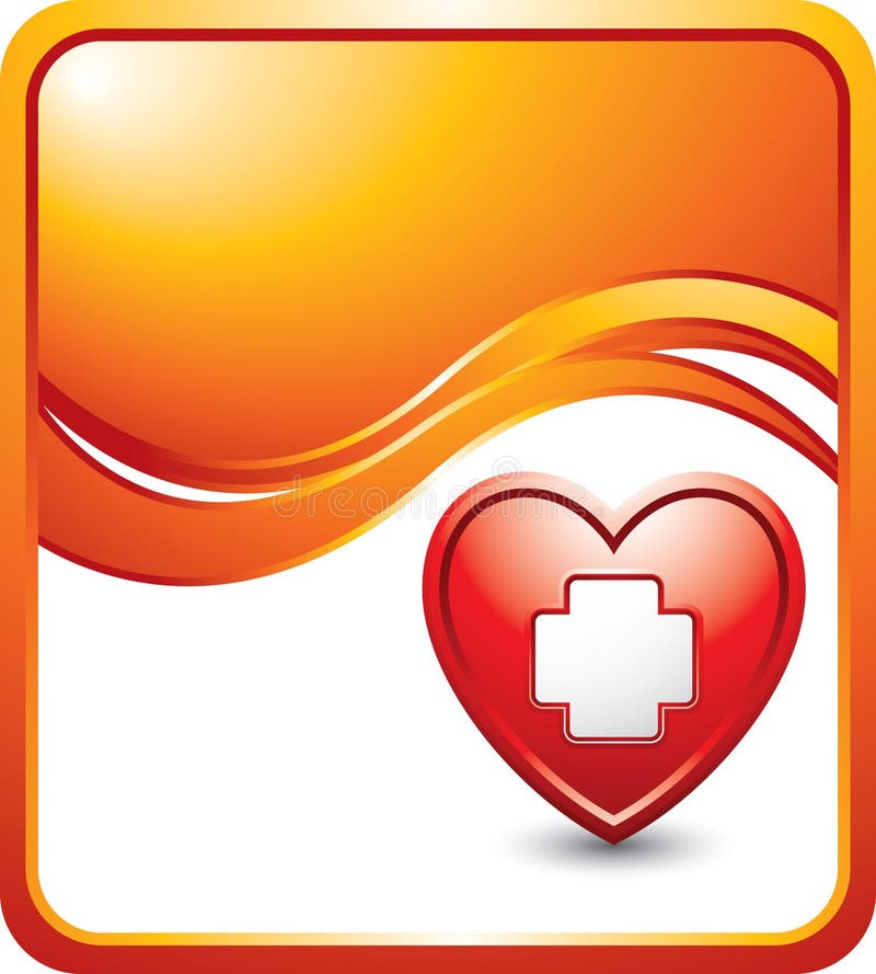 Heart with First Aid Icon on Orange Wave Ad Stock Vector - Illustration ...