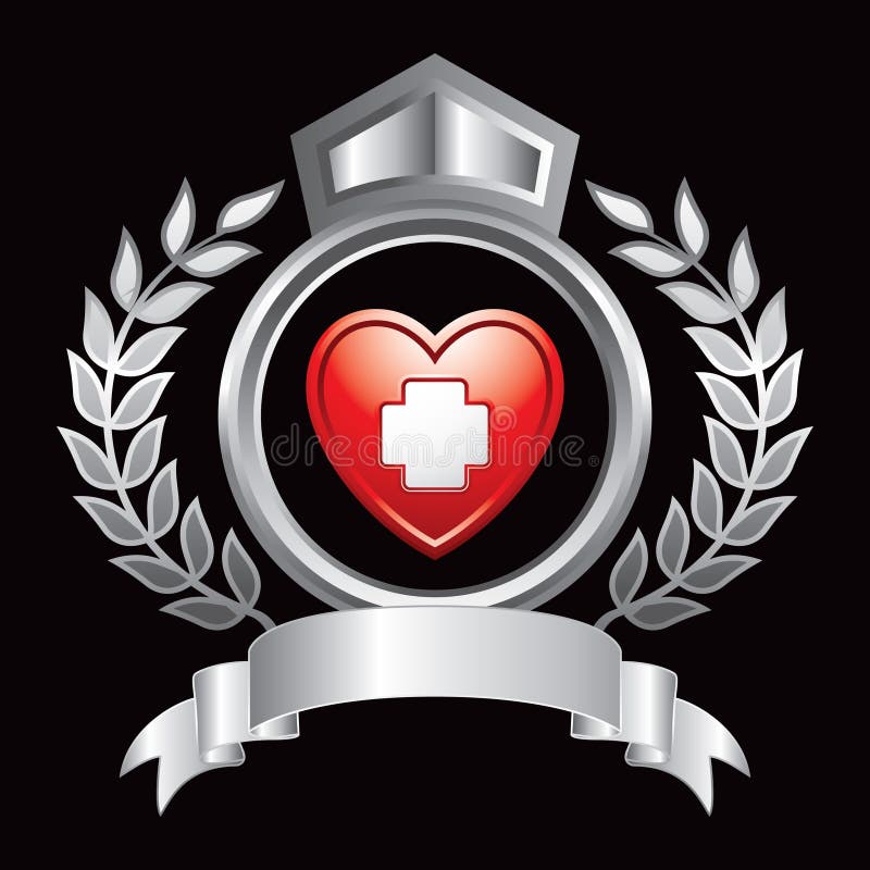 Heart with First Aid Icon in Silver Royal Display Stock Vector ...