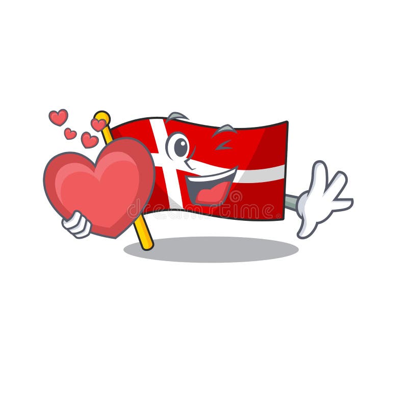 With Heart Flag Denmark Cartoon Character Mascot Style Stock Vector ...