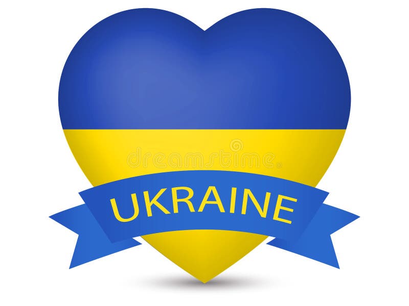 Heart Flag Ukraine Symbol with Ribbon Stock Vector - Illustration of ...