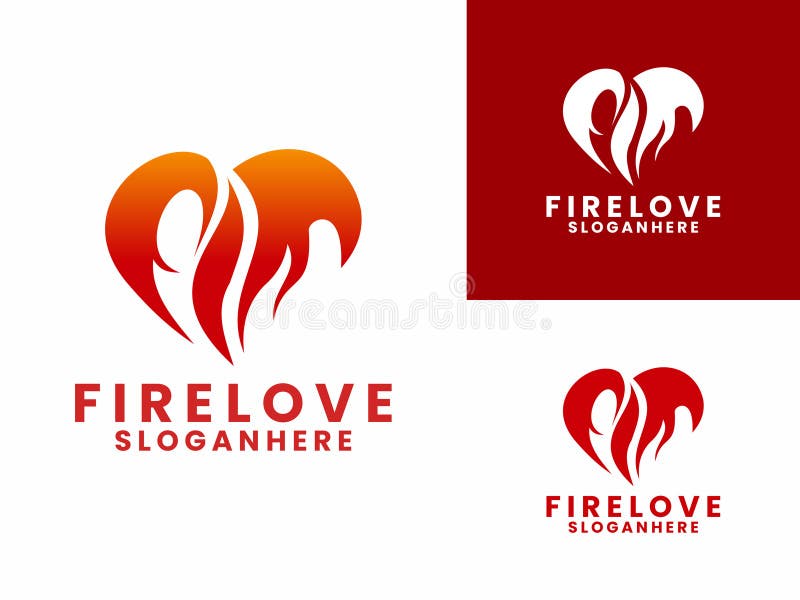 Heart with Flame Logo Design Vector Template. Fire Love Logo Design ...