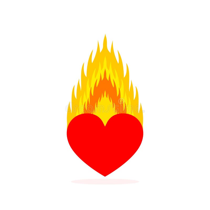 Heart in Flame. Vector Illustration Stock Illustration - Illustration ...