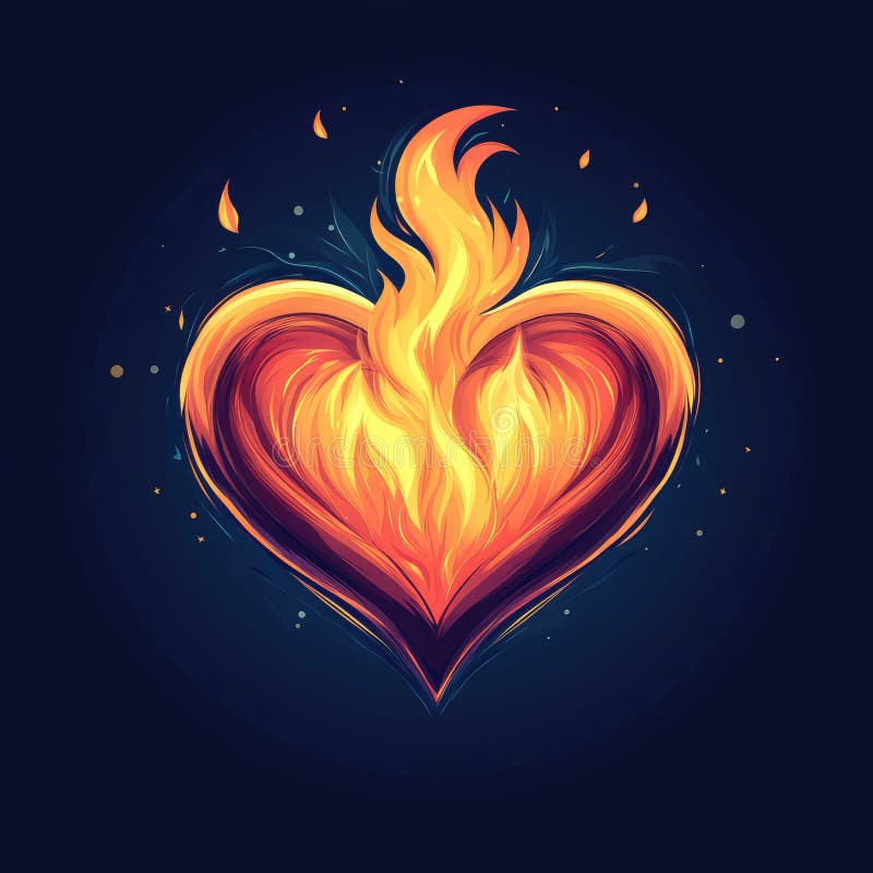 Heart with Flames, Representing Passionate Love Stock Illustration ...