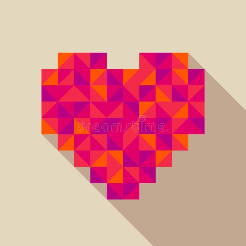 Heart Flat Style Illustration Stock Vector - Illustration of geometric ...