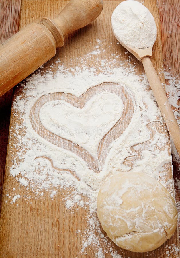 Heart of flour stock photo. Image of table, dough, kitchen - 50978646