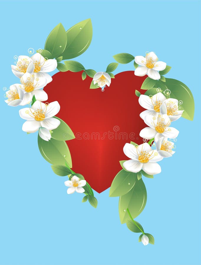 Heart and flowers stock illustration. Illustration of design - 276426289