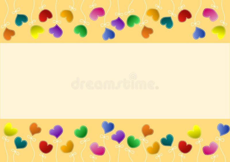 Heart Flowers Invitation Card Border Stock Illustration - Illustration ...