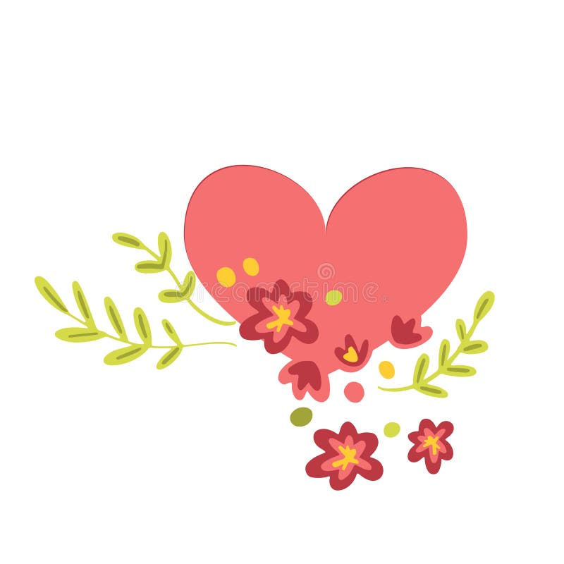 Heart with Flowers Self Care Symbol Isolated Stock Vector ...
