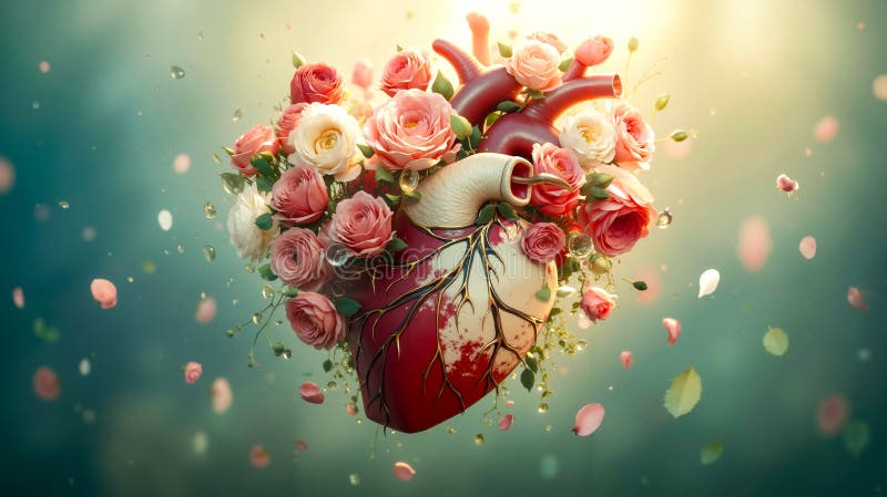 A Heart with Flowers in the Shape of a Human Heart Stock Image - Image ...