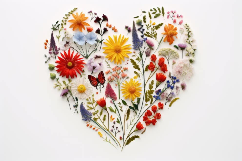 Heart from Flowers of Spring Palette Stock Illustration - Illustration ...