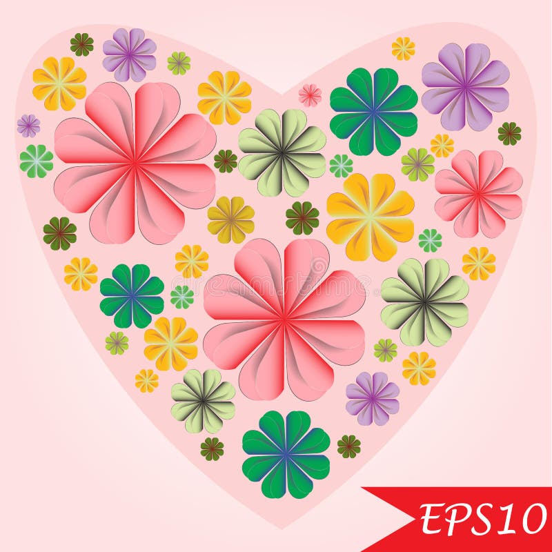 Heart of flowers stock vector. Illustration of greeting - 70836025