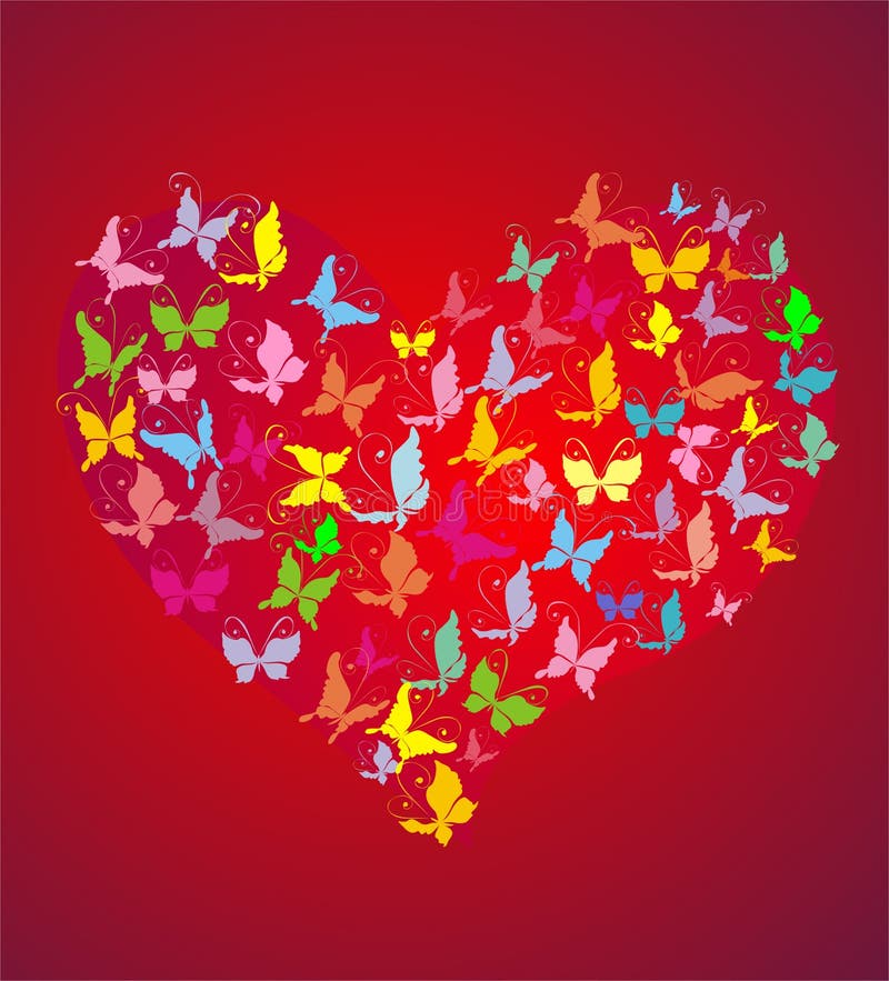 Heart of Butterflies. Vector Illustration Stock Vector - Illustration ...