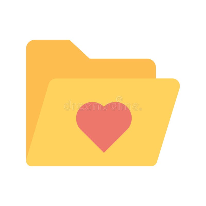 Heart on Folder Color Vector Icon Which Can Easily Modify or Edit Stock ...