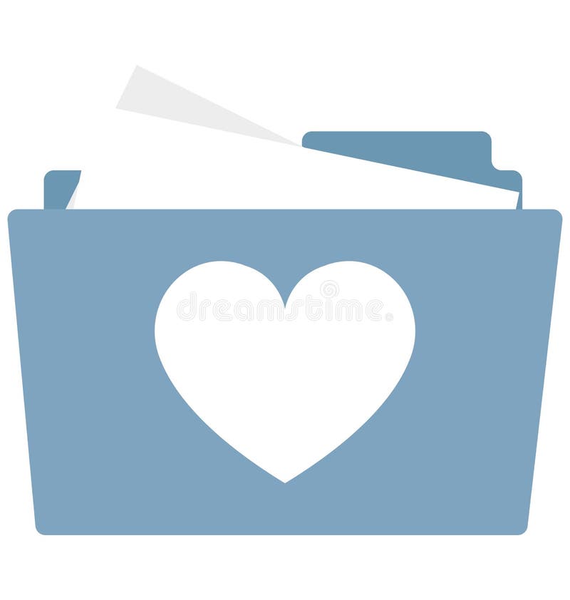 Heart on Folder Isolated Vector Icon that Can Be Easily Modified or ...