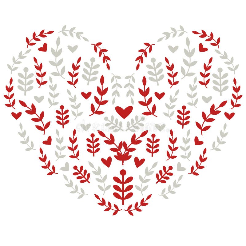 Heart with folk motifs stock vector. Illustration of draw - 84287240