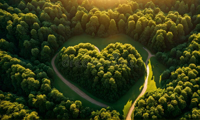 Heart of the Forest: Serene Nature Forms a Heart Shape Stock ...