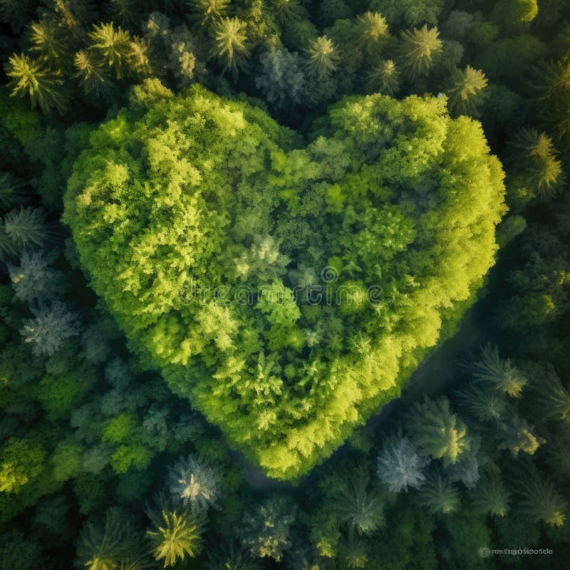 Heart Forest Shape in the Forest from Aerial View in Concept of ...