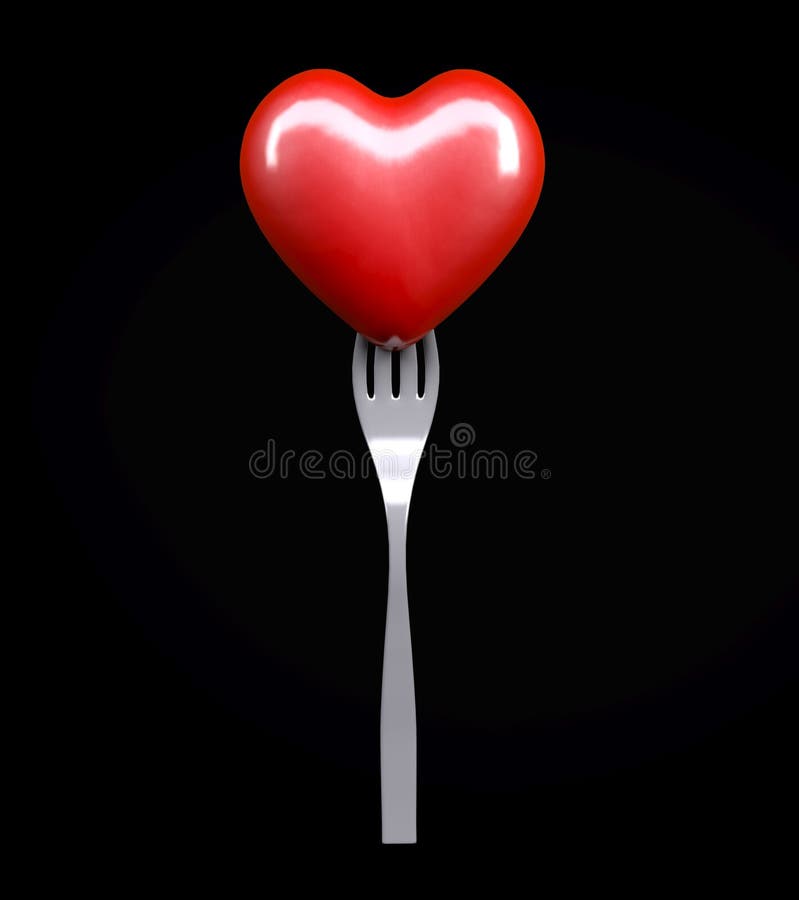 Heart, fork and knife stock vector. Illustration of dish - 15778124