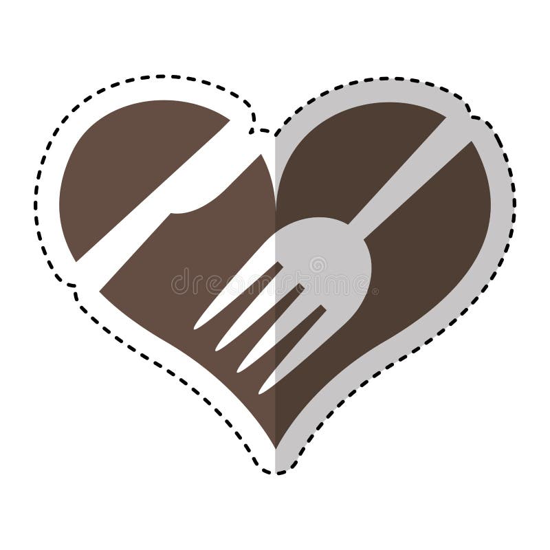 Heart with fork and knife stock vector. Illustration of element - 89105790