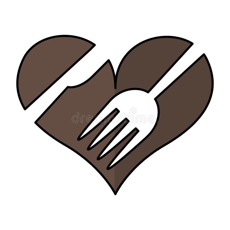 Heart and Fork Sign Healthy Food Icon Stock Illustration - Illustration ...