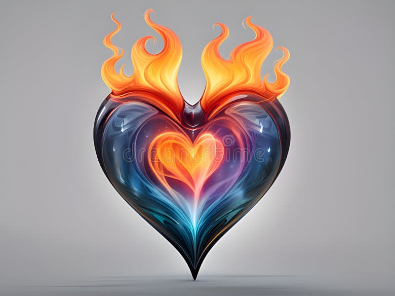Heart in the Form of a Fire Stock Illustration - Illustration of flame ...