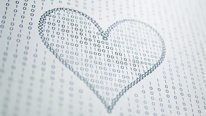 Heart Formed from Flowing Binary Code Representing Love and Technology in a Digital Context ...