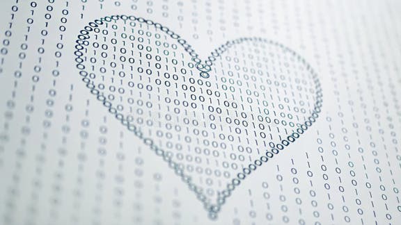 Heart Formed from Flowing Binary Code Representing Love and Technology ...