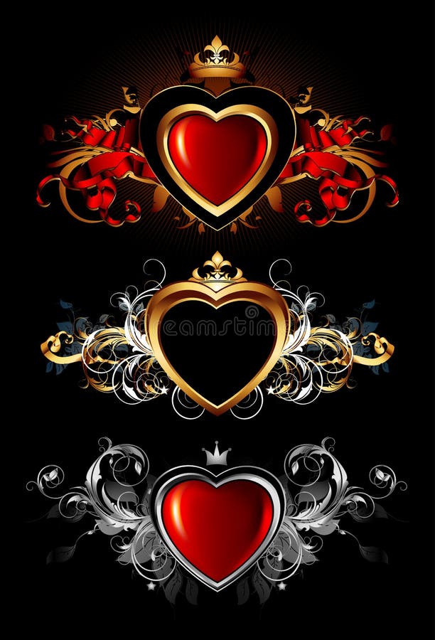 Heart Forms with Ornate Elements Stock Vector - Illustration of decor ...