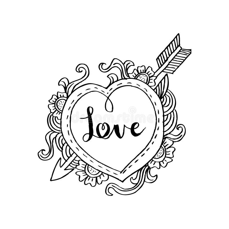 Heart Frame with Love Lettering. Stock Illustration - Illustration of ...
