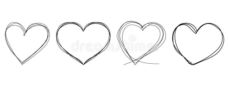 Heart Frame Scribble Hand Drawn Thin Line. Love Set Highlight Text Box ...