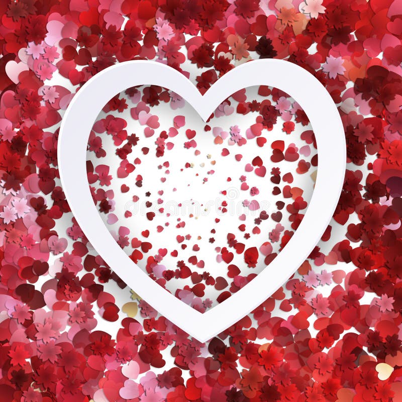 Heart Frame on Spring Background with Colorful Floral, Hearts Different ...