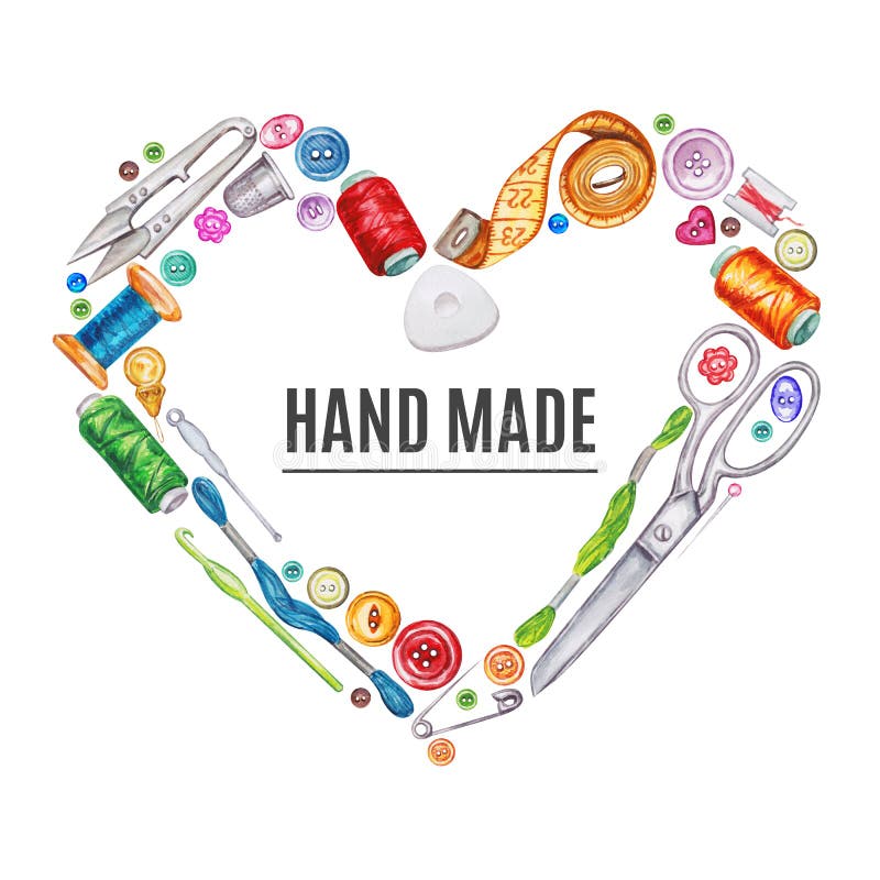 Sewing And Knitting Heart Stock Vector Illustration Of Illustration