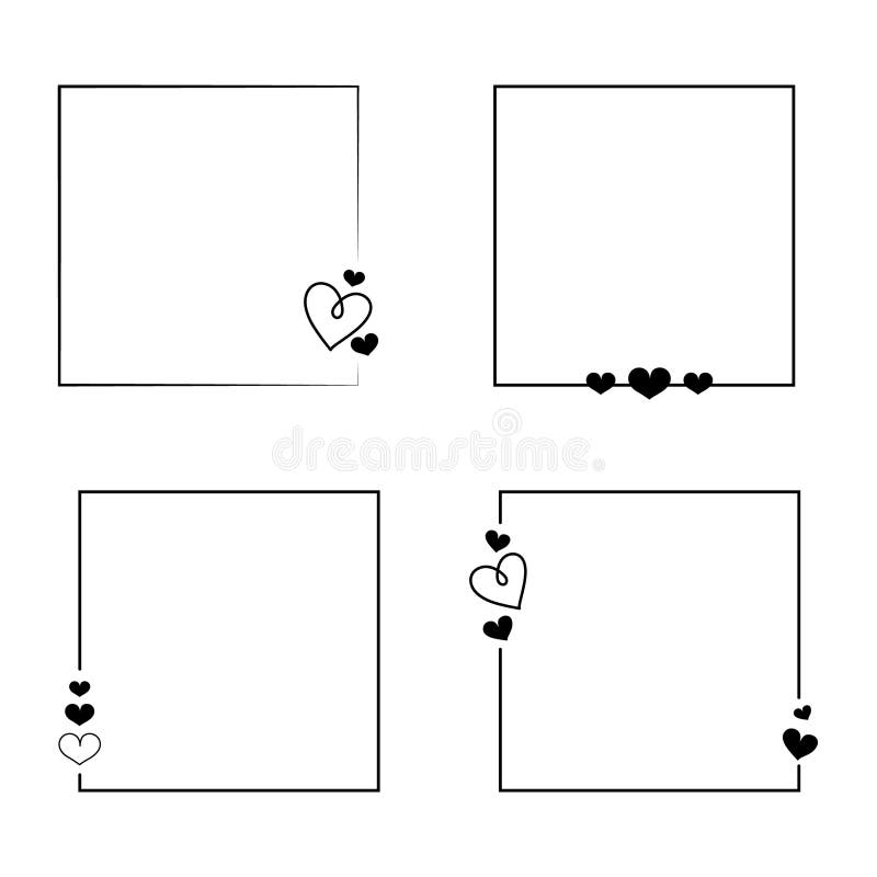 Heart Frames, Romantic February 14 Frames, Square Heart Pattern ...