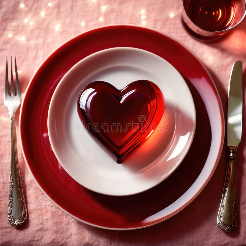 Heart Friendly Diet, with Red Heart on a Dining Plate Stock ...