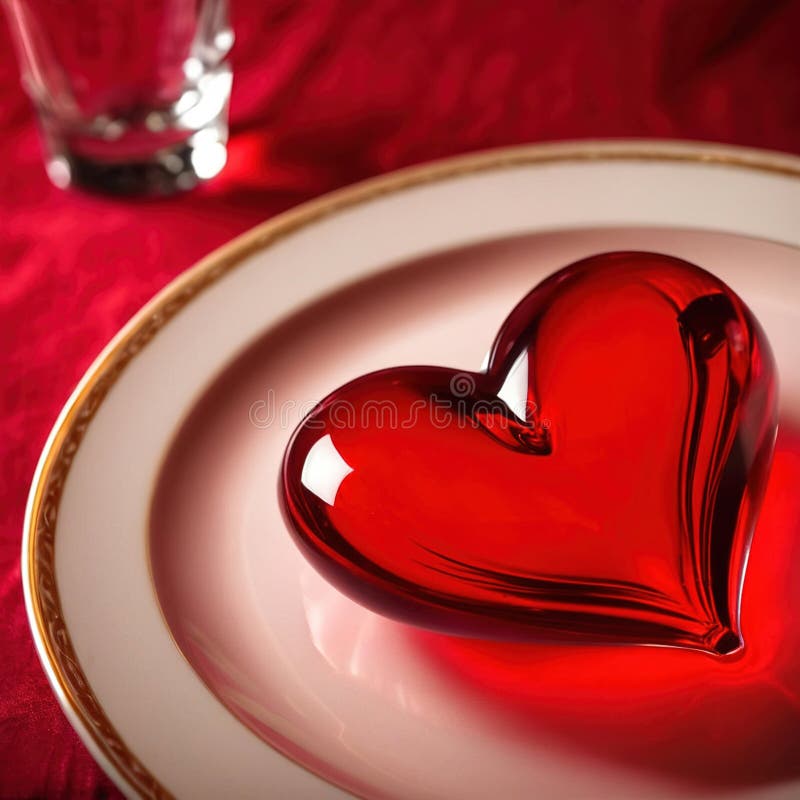 Heart Friendly Diet, with Red Heart on a Dining Plate Stock ...
