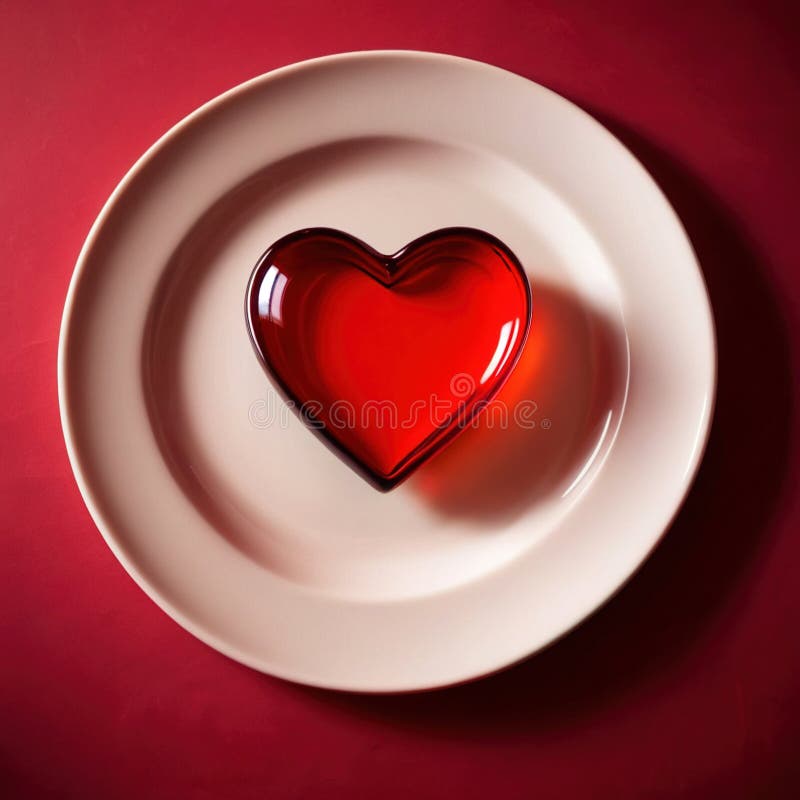 Heart Friendly Diet, with Red Heart on a Dining Plate Stock ...