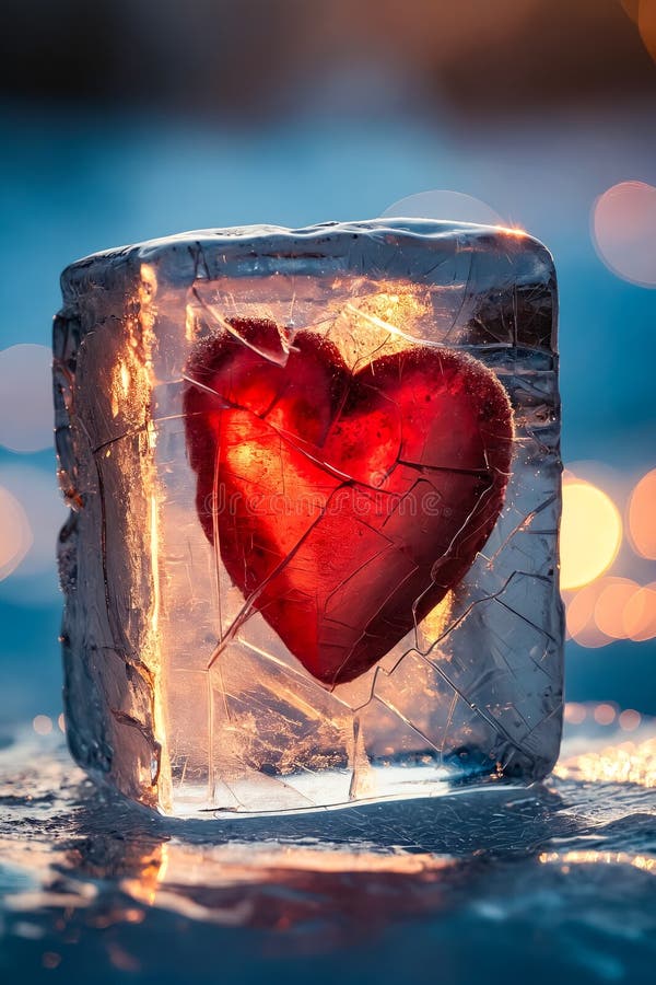 Heart is Frozen in Ice Cube. Generative AI Stock Image - Image of water ...