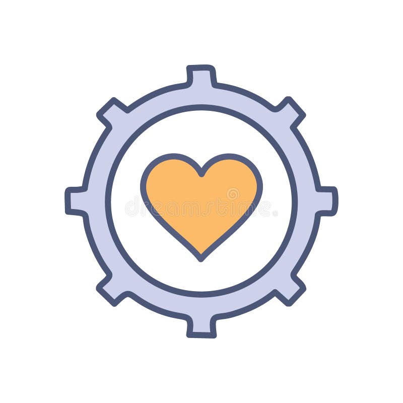Heart Gear Icon. Illustration of a Heart in a Gear, Representing Love ...