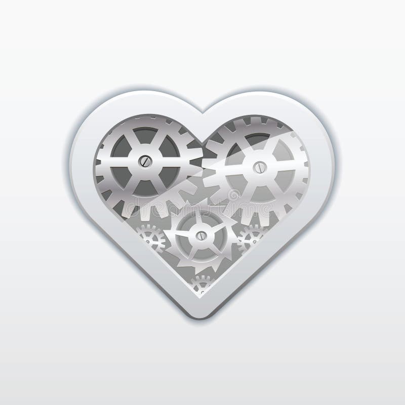 Heart from a Gear Wheel on a Grey Background. Stock Vector ...