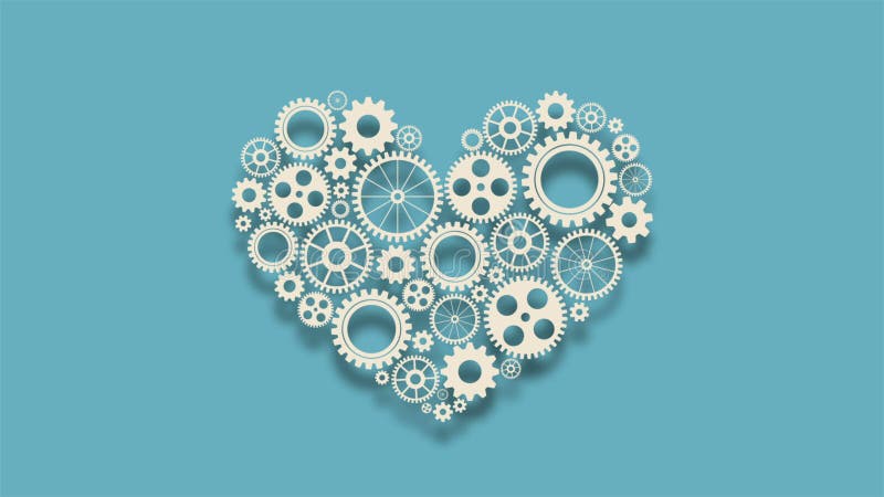 A Mechanical Red Heart Made of Gears is a Theme of Love in the Techno ...