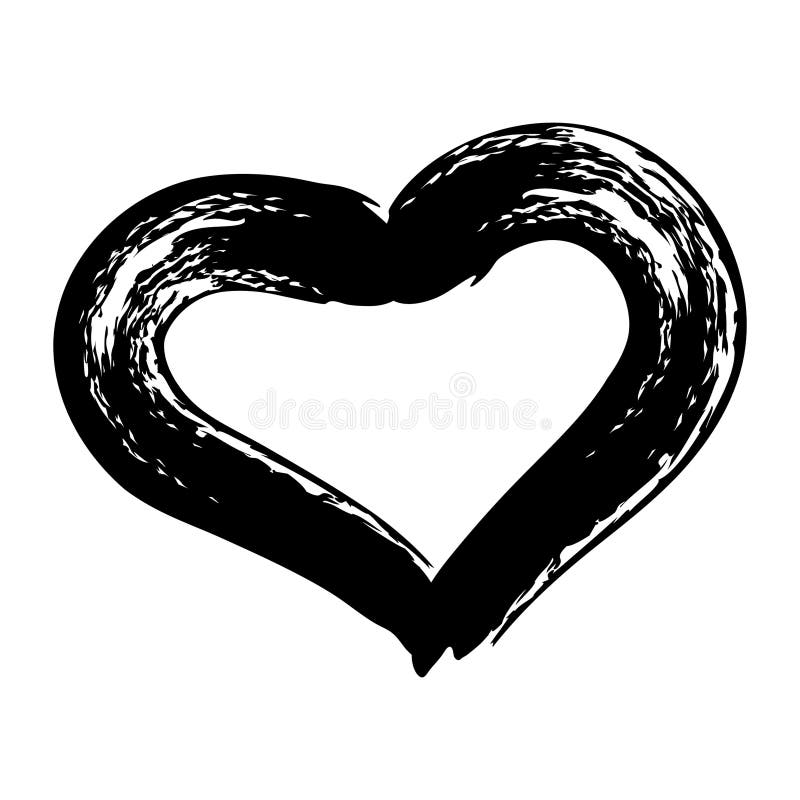 Heart Geometric Shape Brush Doodle Stock Vector - Illustration of brush ...