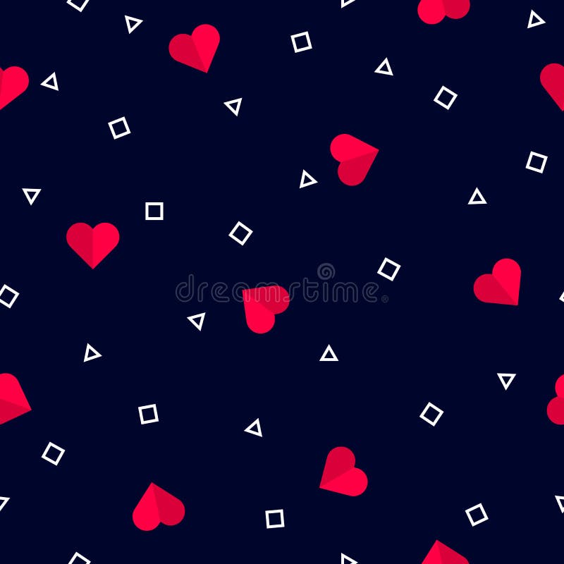 Heart and Geometric Shapes Pattern Stock Vector - Illustration of ...