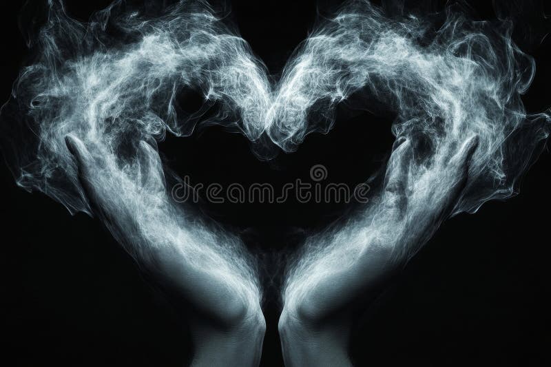 Heart from Fog Gesture with Hands. Stock Photo - Image of vapour ...